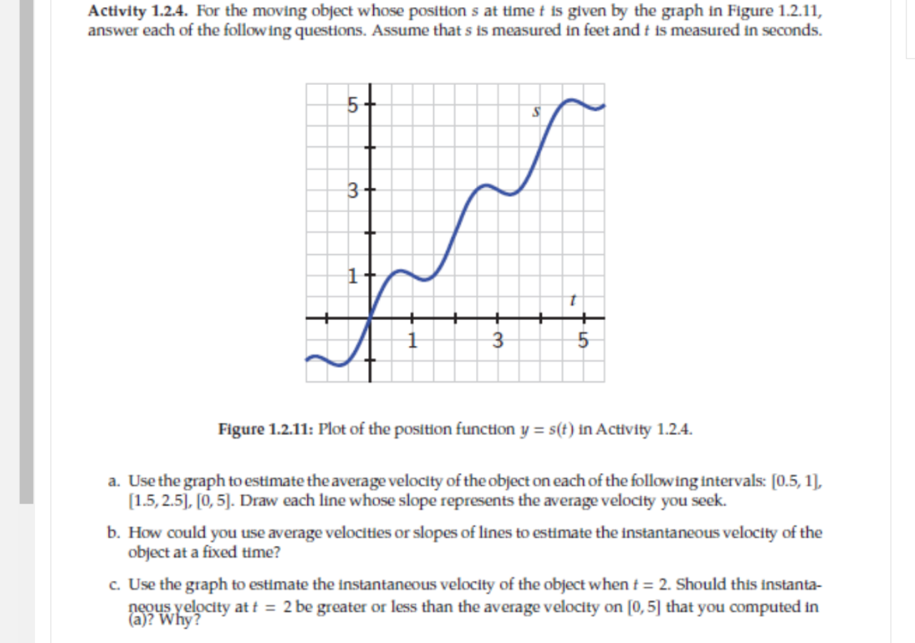 Solved Activity 1.2.4. For the moving object whose position | Chegg.com