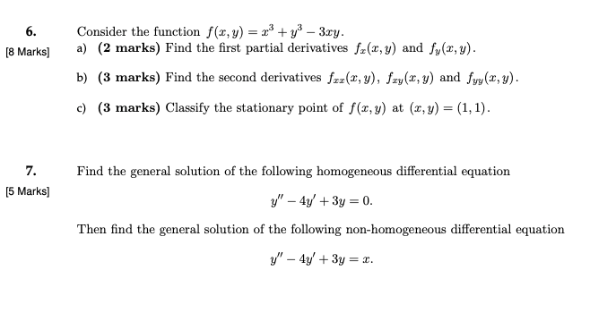 Solved Consider the function f(x,y)=x3+y3−3xy. a) (2 marks) | Chegg.com