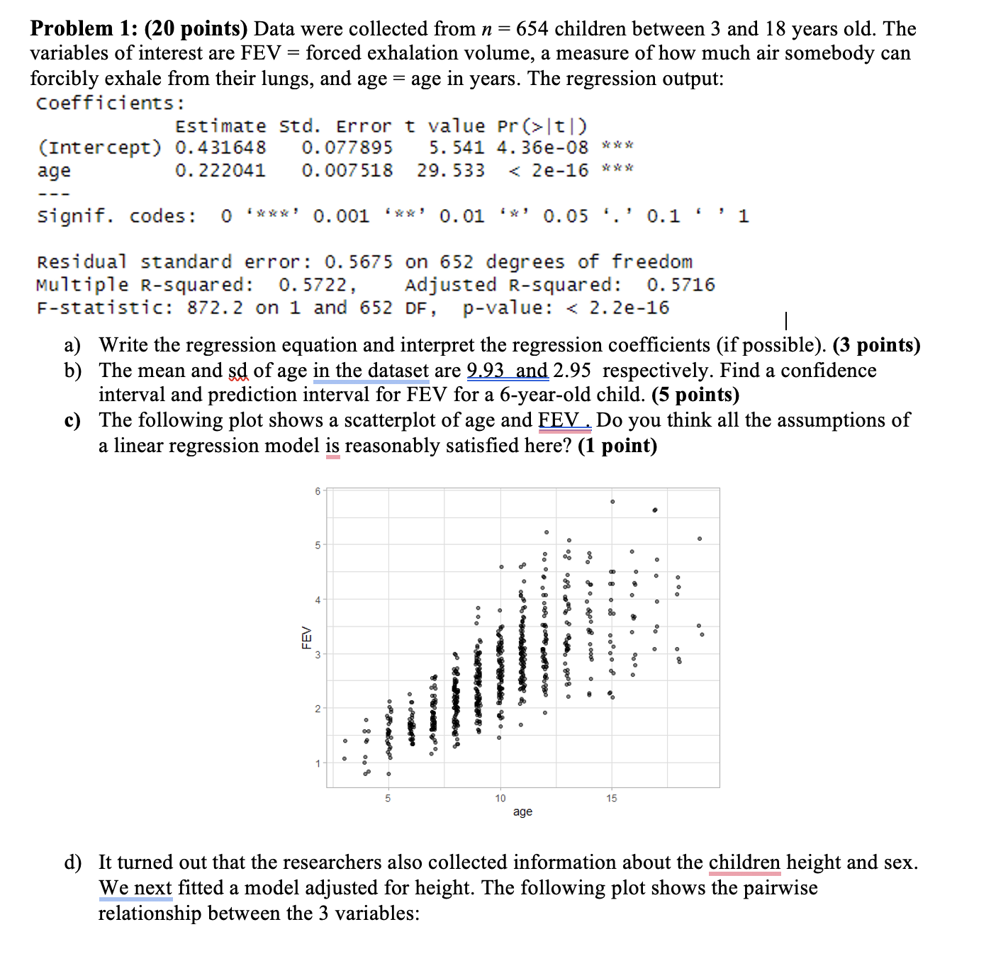Solved Problem 1: (20 ﻿points) ﻿Data were collected from \( | Chegg.com