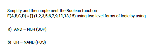 Solved Simplify and then implement the Boolean function | Chegg.com