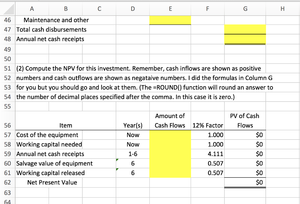 Solved Provided answers must be in Excel Formulas Format and | Chegg.com