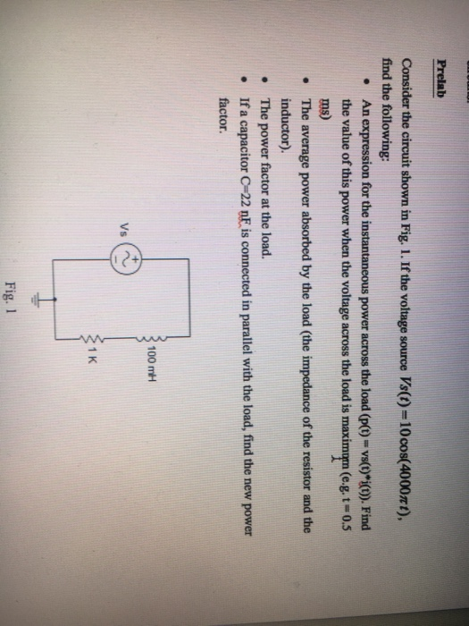 Solved Consider the circuit shown in Fig. 1 . If the voltage | Chegg.com