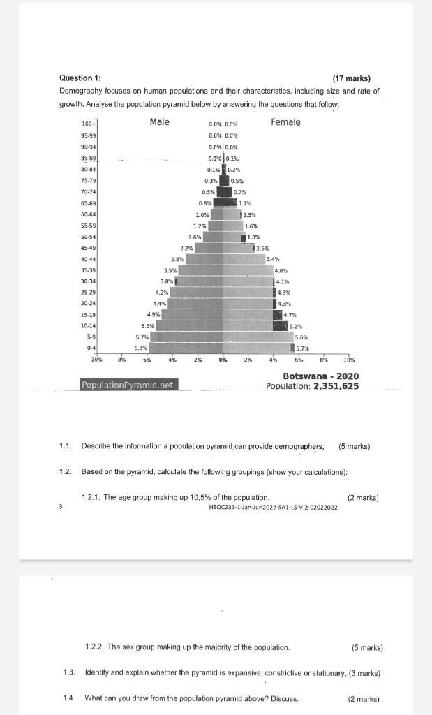 Solved Question 1: (17 marks) Demography focuses on human | Chegg.com