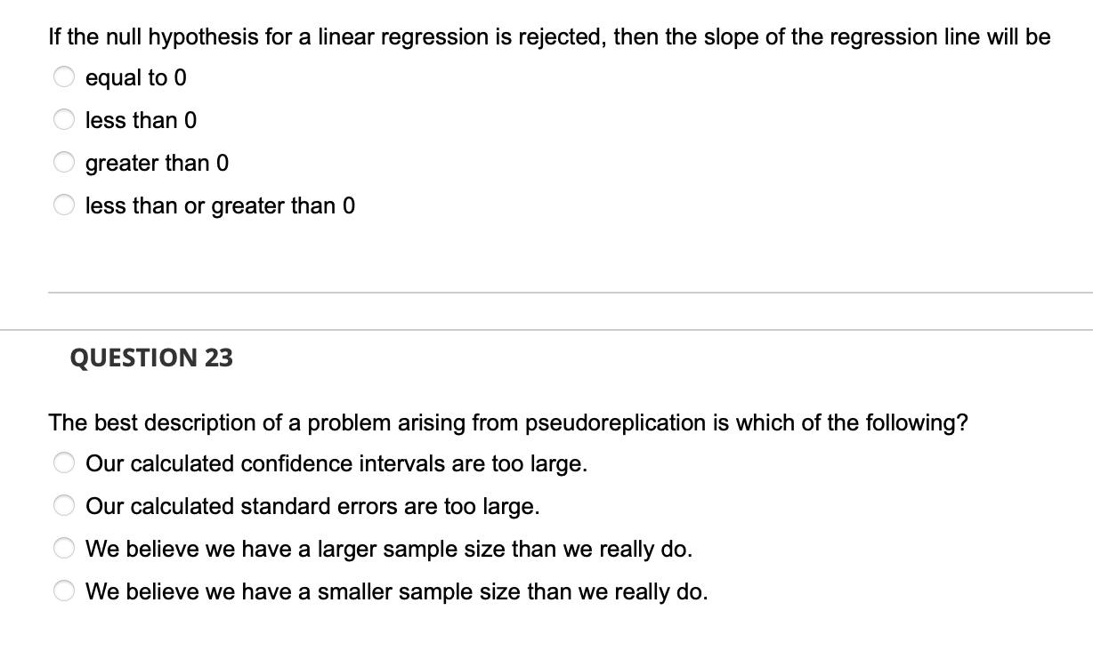 Solved If the null hypothesis for a linear regression is | Chegg.com