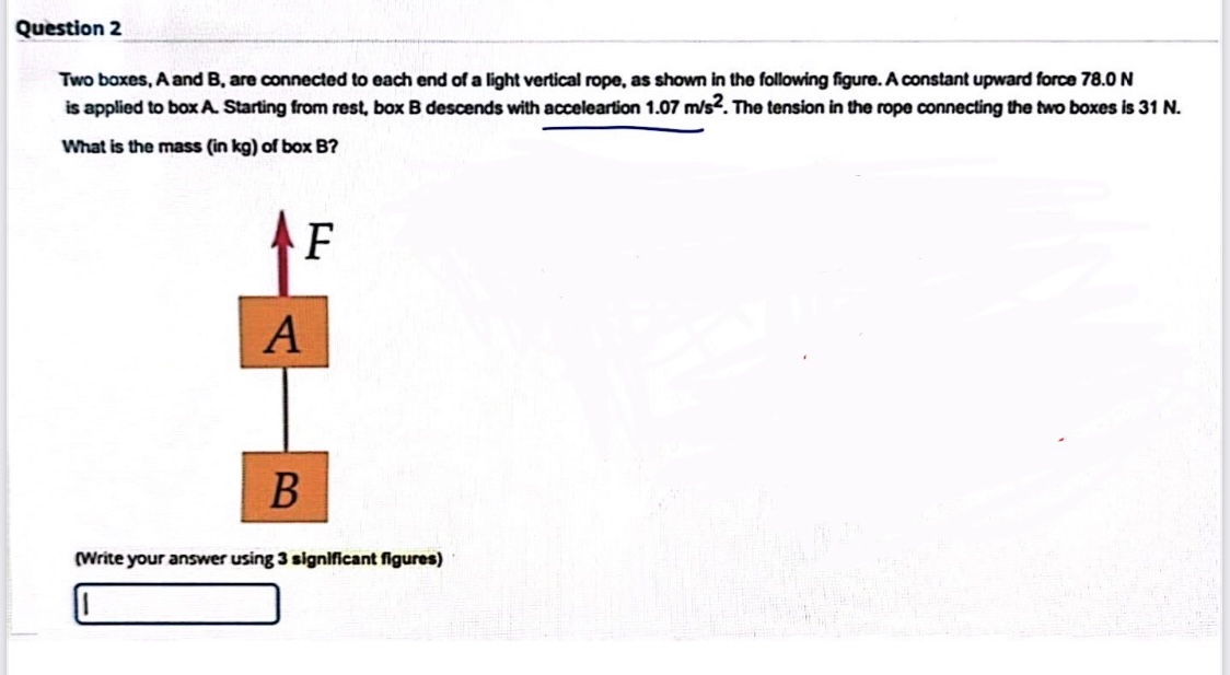 Solved Two boxes, A and B, are connected to each end of a | Chegg.com