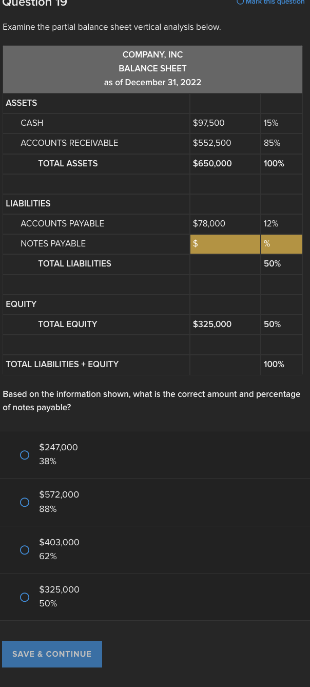 Solved Examine The Partial Balance Sheet Vertical Analysis 8094
