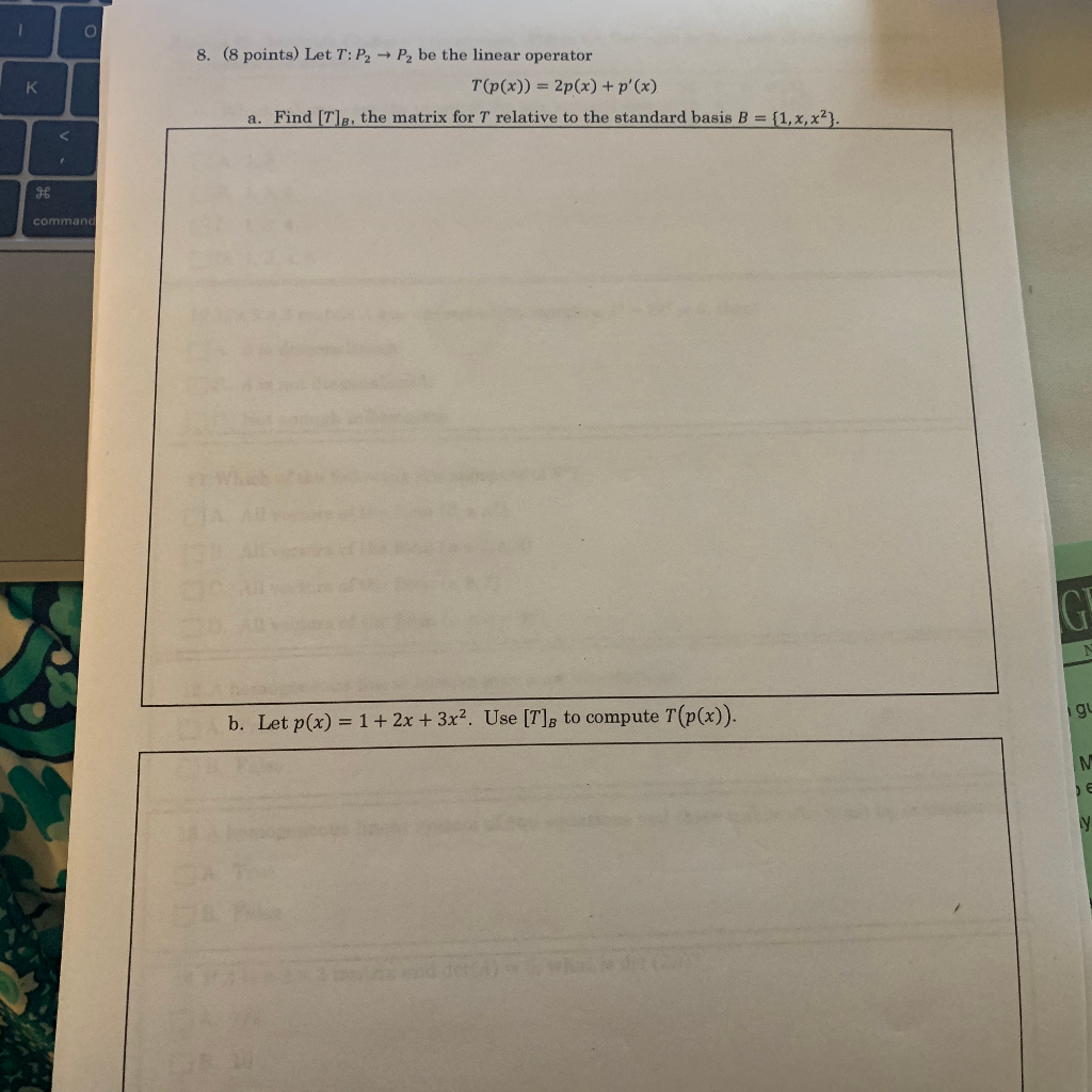 Solved Let T: P2-->P2 be the linear operator T(p(x)) = 2p(x) | Chegg.com