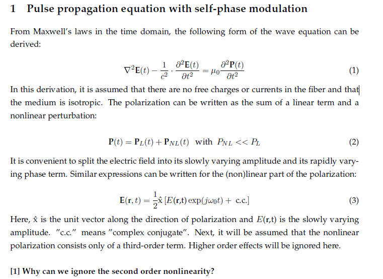 1 Pulse propagation equation with self-phase | Chegg.com