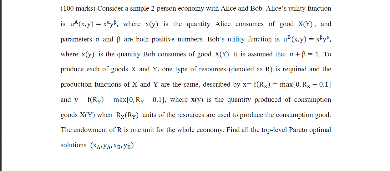 Solved Consider a simple 2-person economy with Alice and | Chegg.com