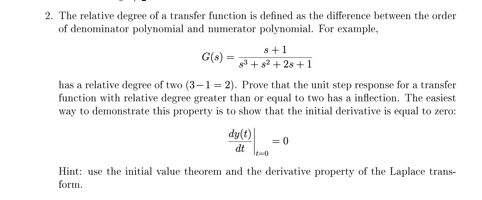 Solved The relative degree of a transfer function is defined | Chegg.com