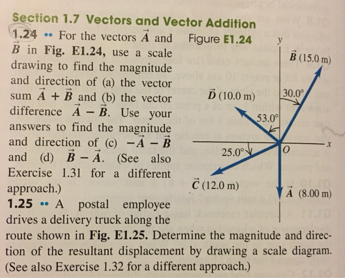 Solved Section 1.7 Vectors and Vector Addition 1.24 For the | Chegg.com