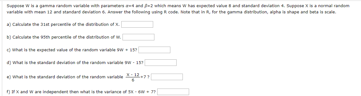 Suppose w is a gamma random variable with parameters | Chegg.com