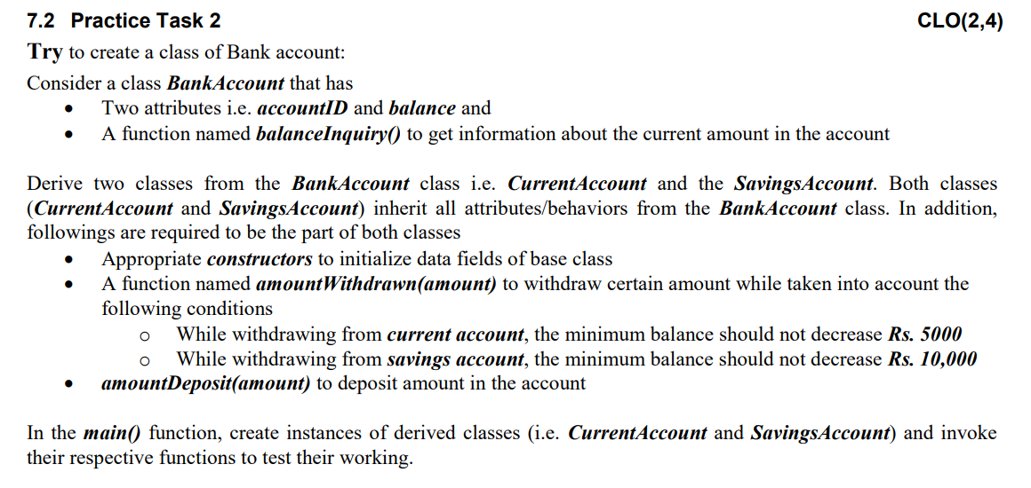 Solved CLO(2,4) 7.2 Practice Task 2 Try to create a class of | Chegg.com