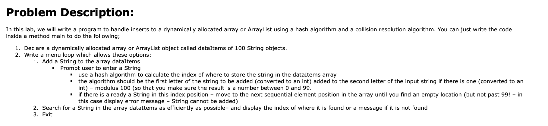 Solved Problem Description In This Lab We Will Write A