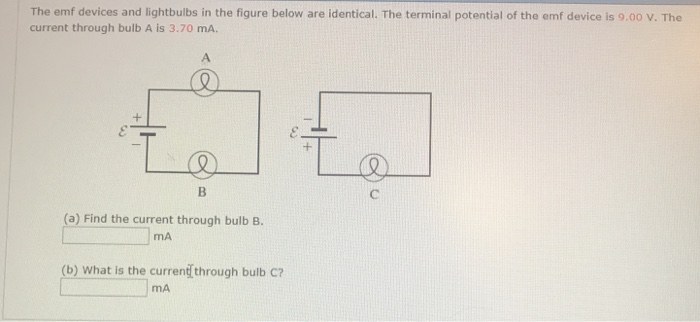 Solved The emf devices and lightbulbs in the figure below | Chegg.com