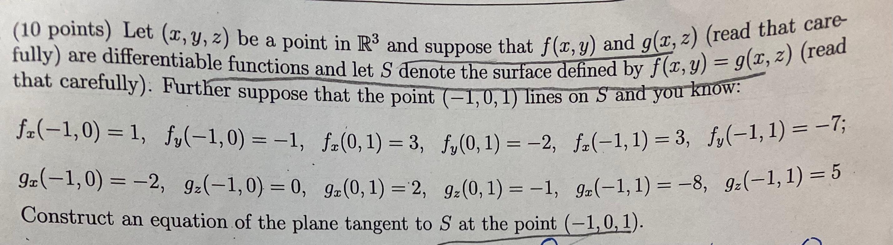 Solved (10 points) Let (x, y, z) be a point in R³ and | Chegg.com