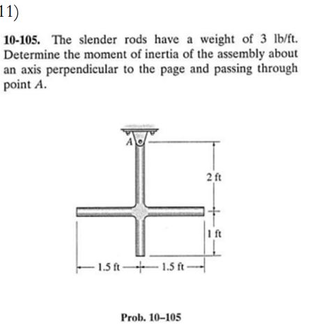 Solved 11) \( \mathbf{1 0 - 1 0 5} \). ﻿The slender rods | Chegg.com