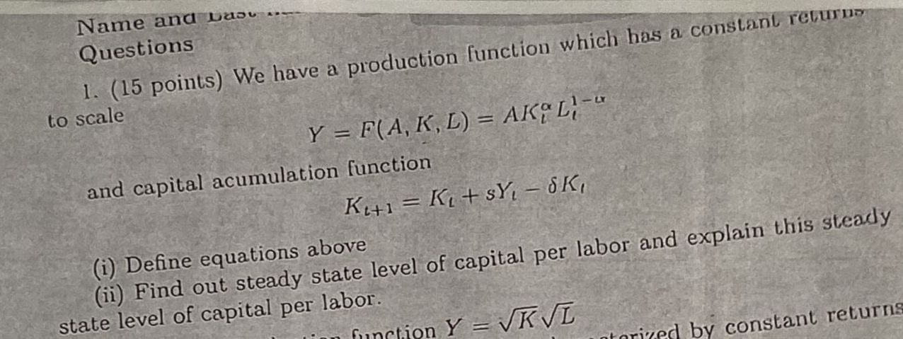 Name and vas Questions 1. ( 15 points) We have a | Chegg.com