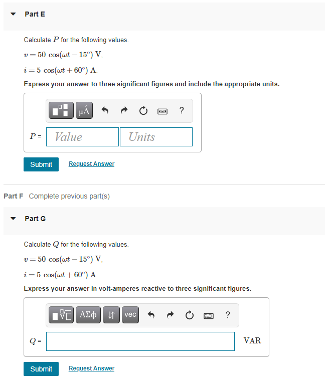Solved The following sets of values for v and i pertain to | Chegg.com