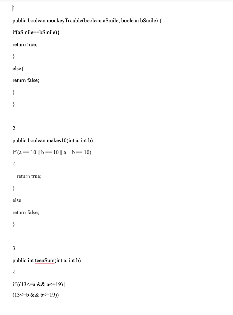 Solved 1. public boolean monkey Trouble(boolean aSmile, | Chegg.com