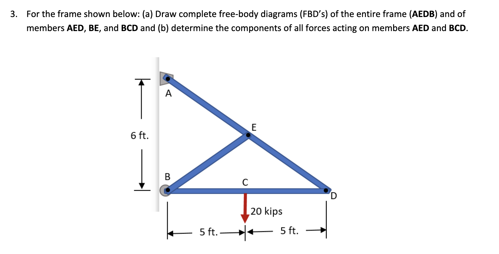 Complete FBD’s of each frame member used as part of | Chegg.com