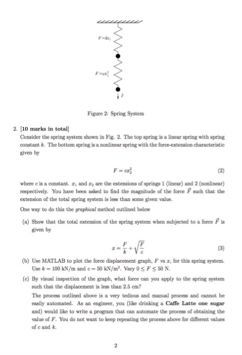 Solved F-kx Figure 2: Spring System 2. [10 marks in total] | Chegg.com