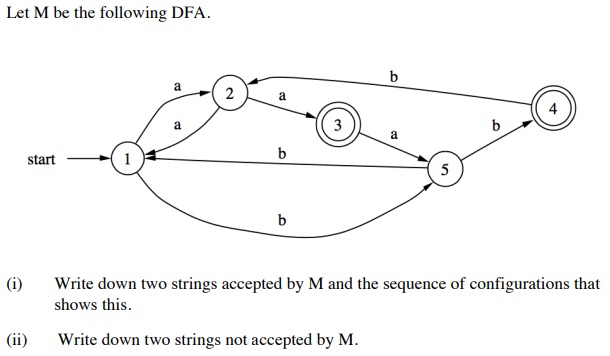 Solved Let M be the following DFA 4 te ts start 1 Write down | Chegg.com