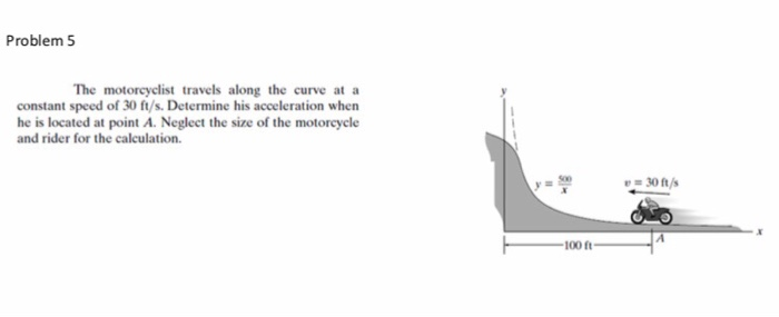 Problem 5 The motorcyclist travels along the curve at | Chegg.com