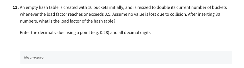 Solved 11. An empty hash table is created with 10 buckets | Chegg.com