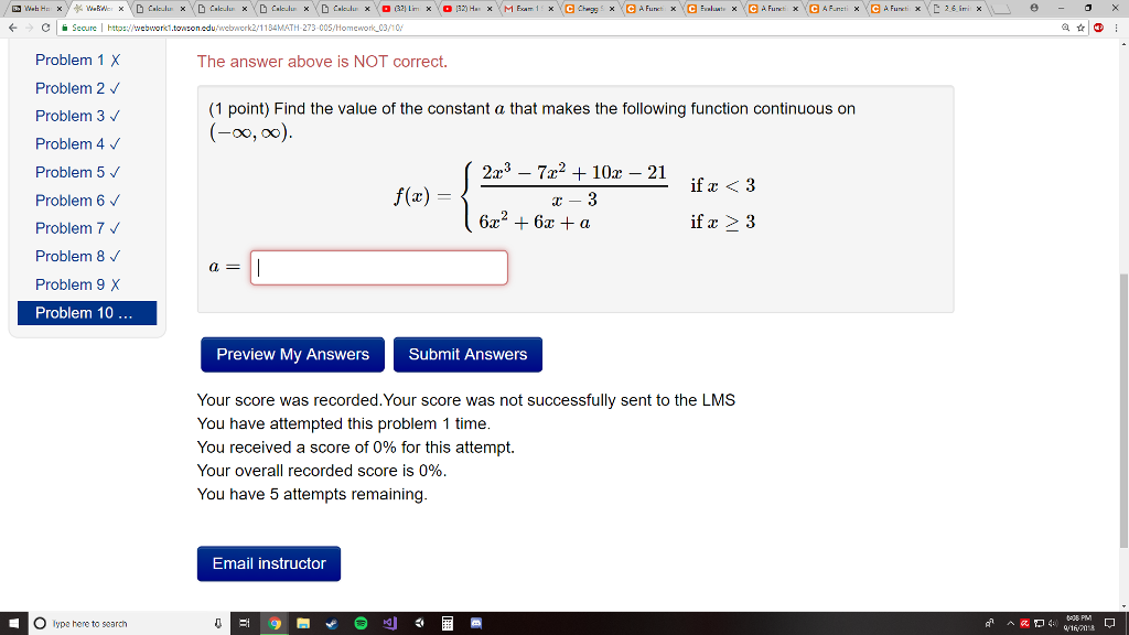 Solved Find the value of the constant aa that makes the | Chegg.com