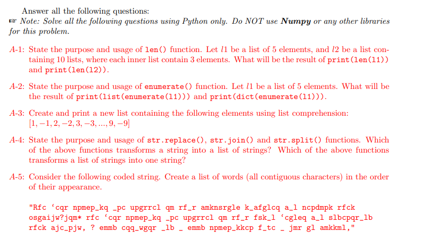 Solved Answer All The Following Questions Note Solve All 