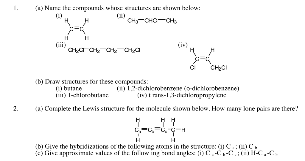 Solved 1. (a) Name the compounds whose structures are shown | Chegg.com