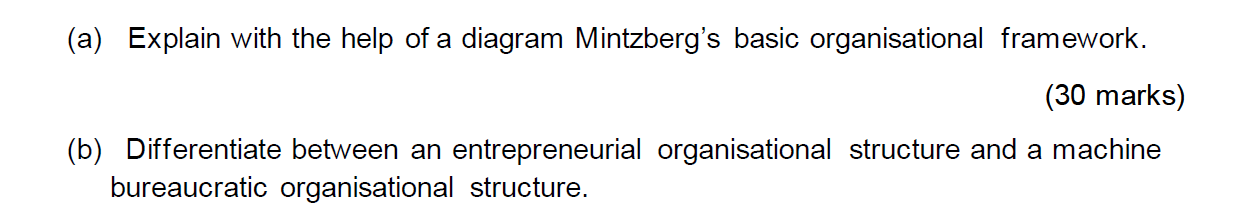 Solved (a) Explain with the help of a diagram Mintzberg's | Chegg.com