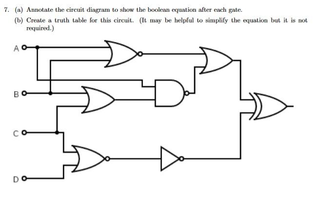 Solved (a) Annotate the circuit diagram to show the boolean | Chegg.com