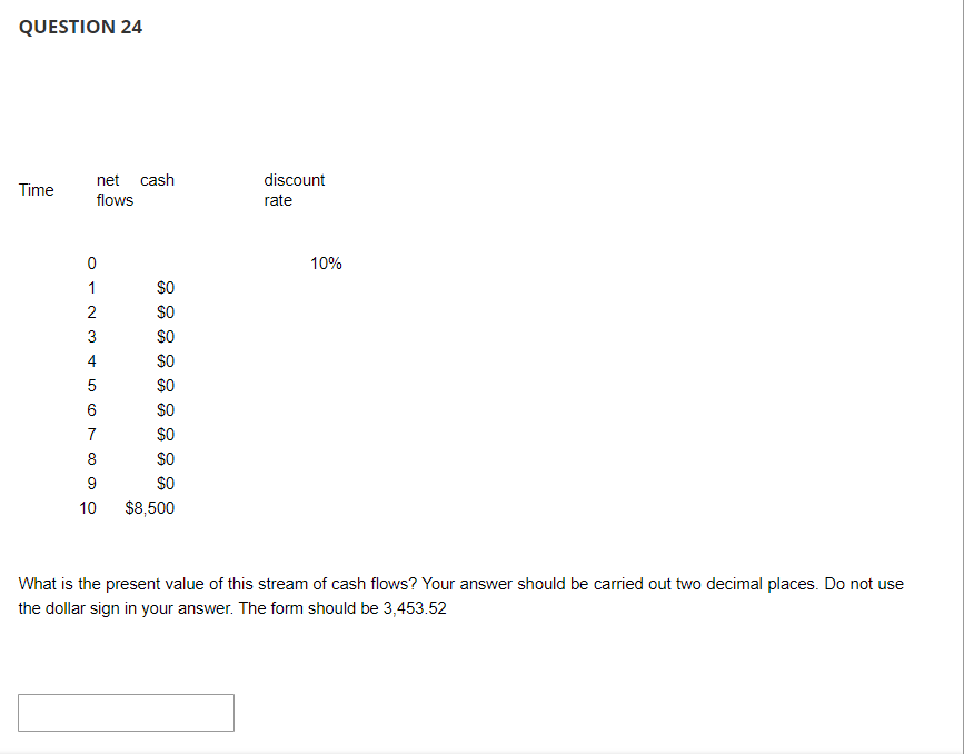 Solved What is the present value of this stream of cash | Chegg.com