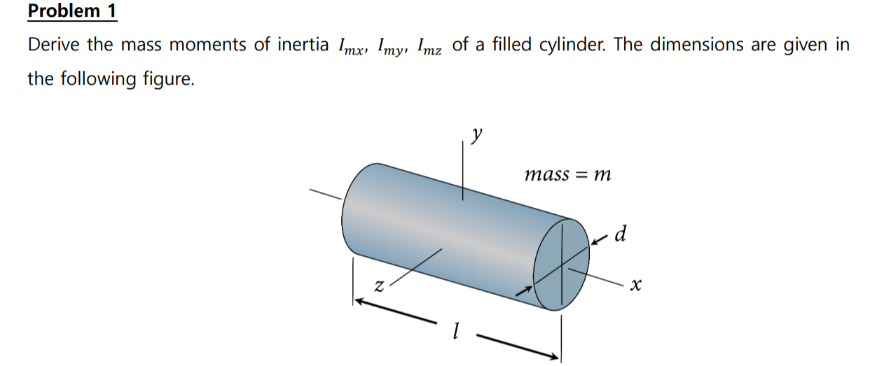 Solved Problem 1 Derive the mass moments of inertia Imx, | Chegg.com