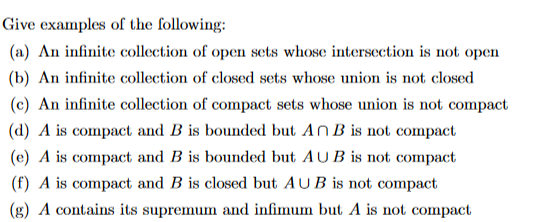 Solved Give examples of the following:(a) An ﻿infinite | Chegg.com