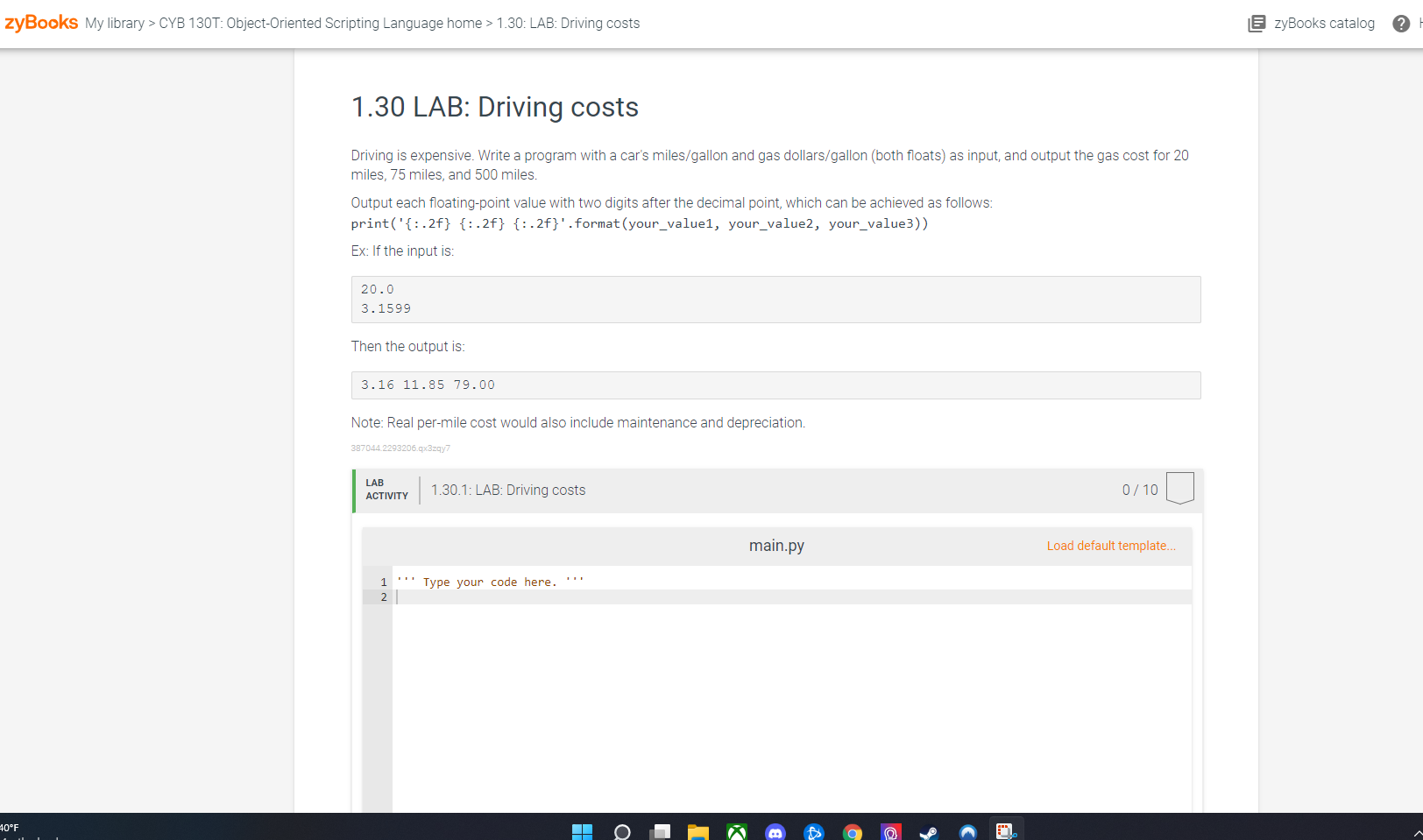 Solved ZyBooks My Library CYB 130T Object oriented Chegg