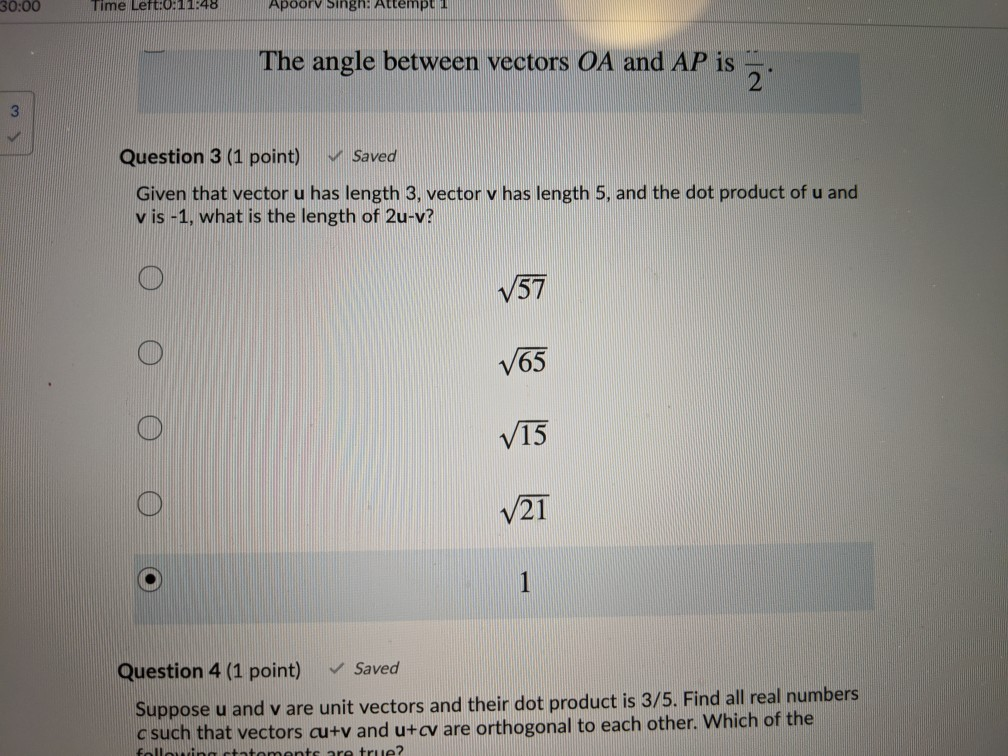 Solved Question 1 (1 point) Saved Consider the following | Chegg.com