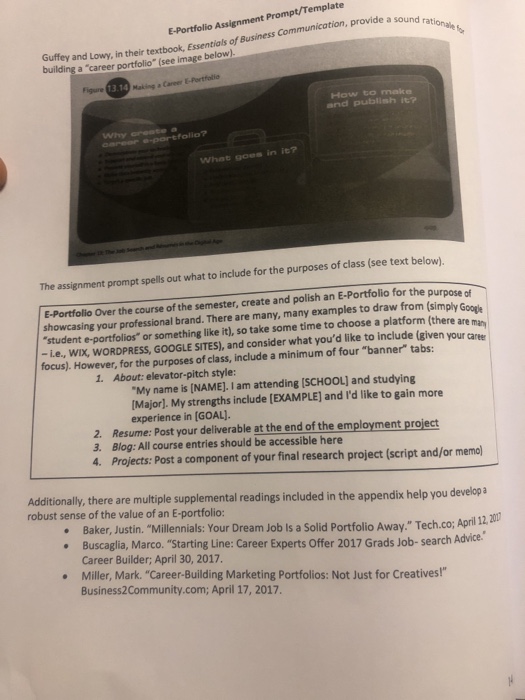 E-Portfolio Assignment Prompt/Template ication, | Chegg.com