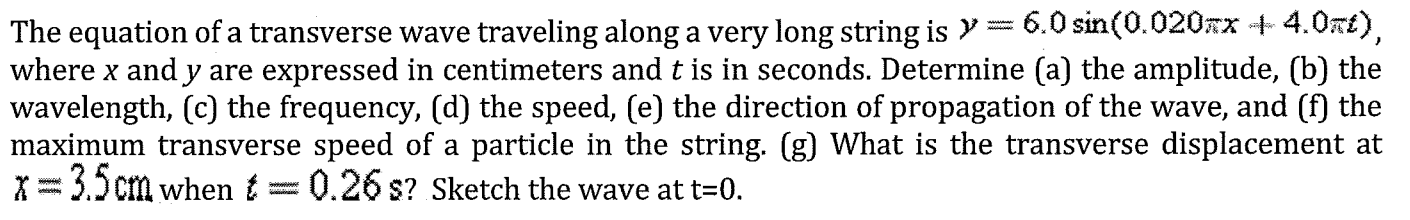 Solved www. The equation of a transverse wave traveling | Chegg.com