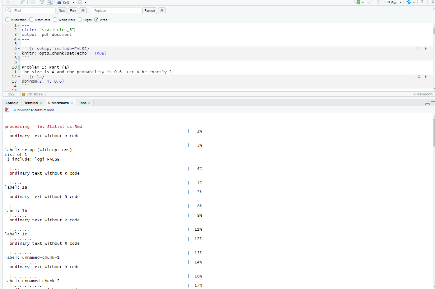 RSTUDIO I'm trying to knit my code to a pdf using | Chegg.com