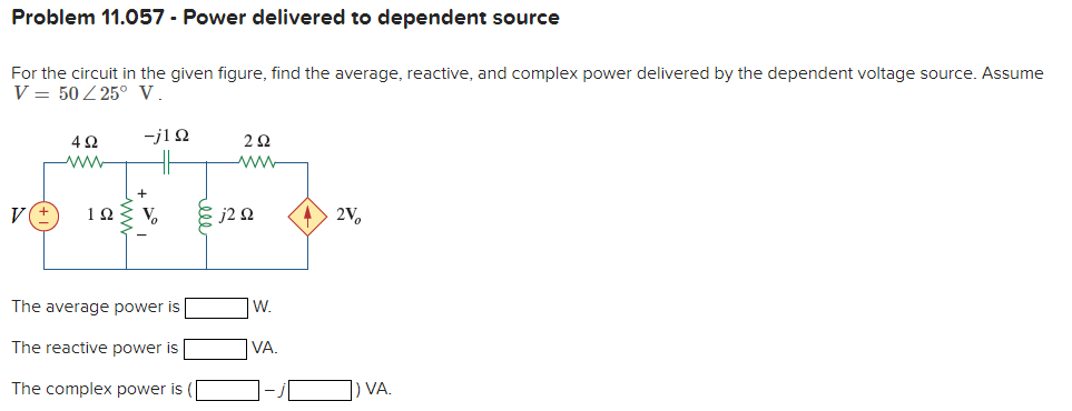 Solved Problem 10.006 - Phasor circuit with a dependent | Chegg.com