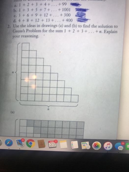 Solved b, 1 + 3 +5+7+ +1001 ร e. 3+6+9 +12+ +300 d. 4+8+ | Chegg.com