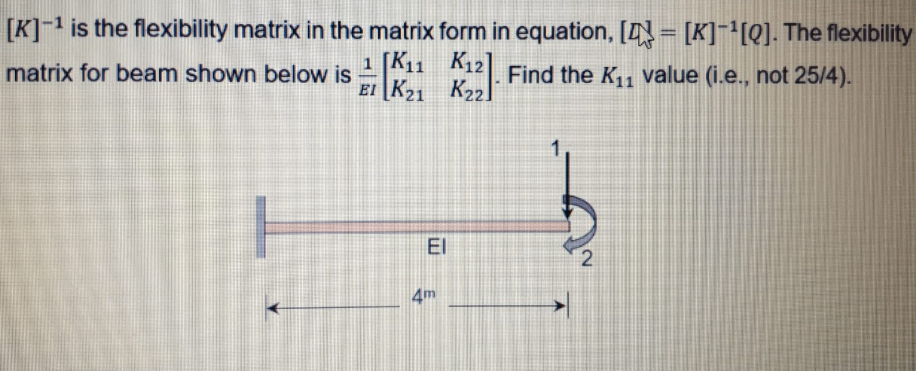 Solved [K]−1 is the flexibility matrix in the matrix form in | Chegg.com