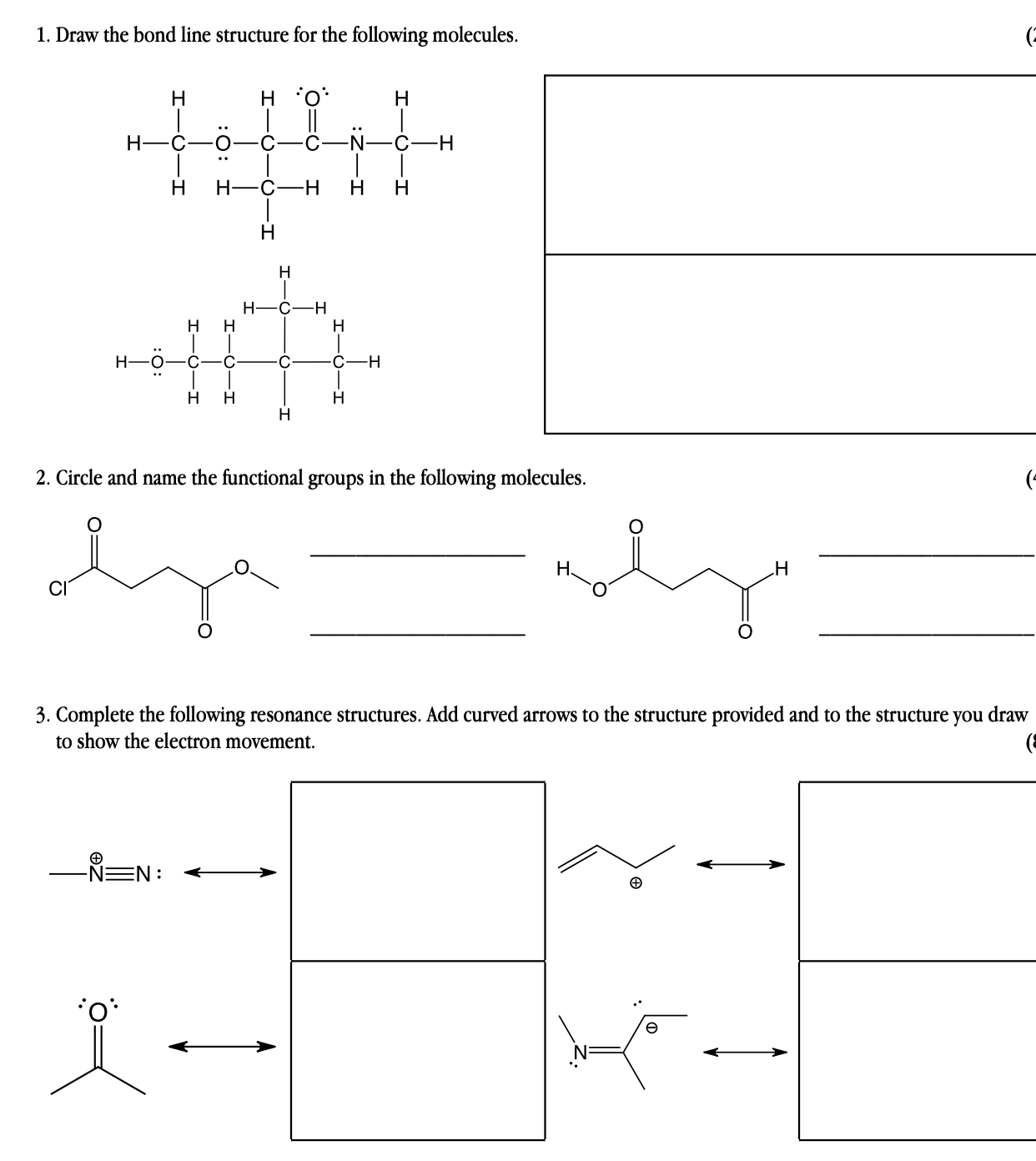 Solved 1. Draw the bond line structure for the following | Chegg.com