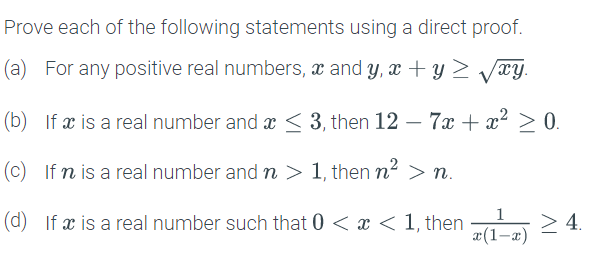Solved Prove each of the following statements using a direct | Chegg.com