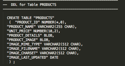 Solved -- DDL for Table PRODUCTS CREATE TABLE "PRODUCTS" | Chegg.com