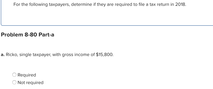 For the following taxpayers, determine if they are | Chegg.com