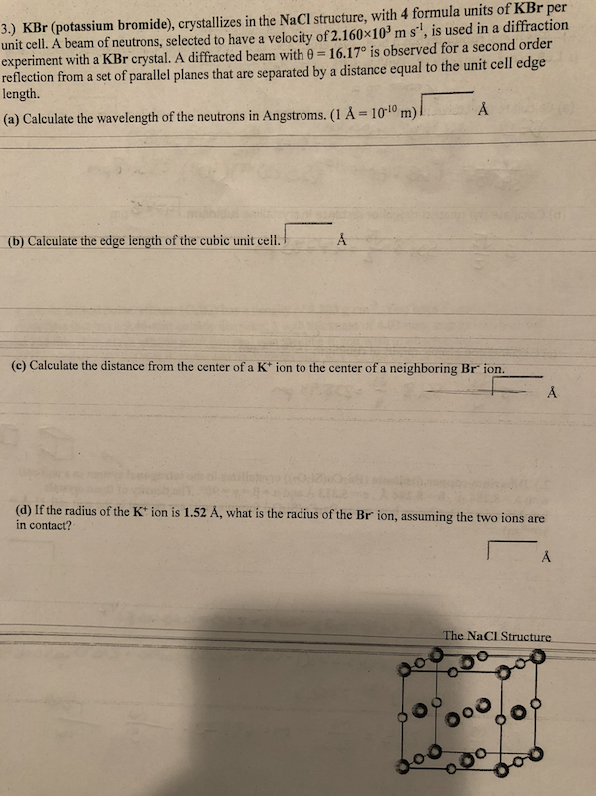 Solved of KBr per 3.) KBr (potassium bromide), crystallizes | Chegg.com